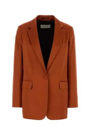 Dries Van Noten Copper Satin Blanchet Blazer - Orange