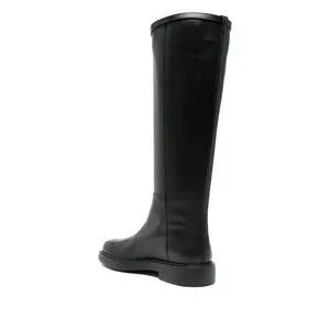 TOD'S Calf Leather Knee High Flat Boots - Black