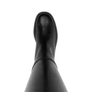 TOD'S Calf Leather Knee High Flat Boots - Black