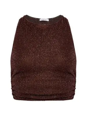 Oseree Lumière Multi-ring Cropped Top - Brown