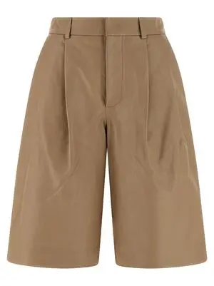 YVES SALOMON Nappa Leather Bermuda Shorts - Cream