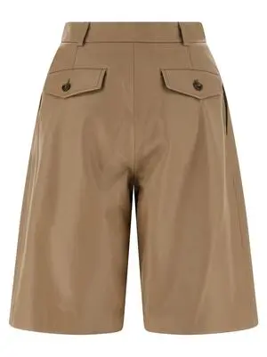 YVES SALOMON Nappa Leather Bermuda Shorts - Cream