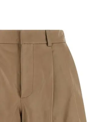 YVES SALOMON Nappa Leather Bermuda Shorts - Cream