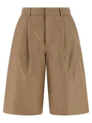 YVES SALOMON Nappa Leather Bermuda Shorts - Cream