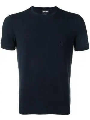 Giorgio Armani Stretch Viscose Jersey Crew Neck T-shirt - Blue