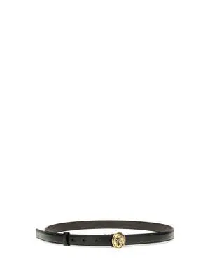 Versace Logo Leather Belt - Black
