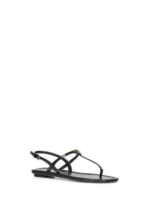 Prada Calzature Black Patent Leather Thong Sandals - Multicolor