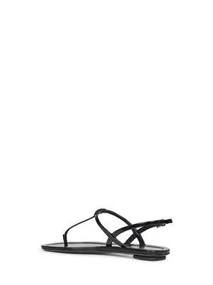 Prada Calzature Black Patent Leather Thong Sandals - Multicolor