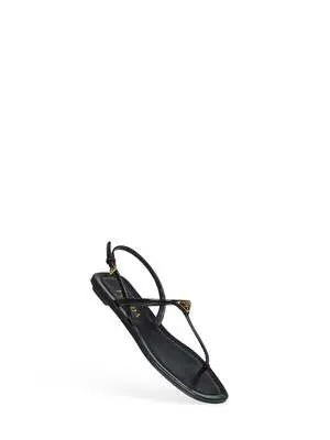 Prada Calzature Black Patent Leather Thong Sandals - Multicolor