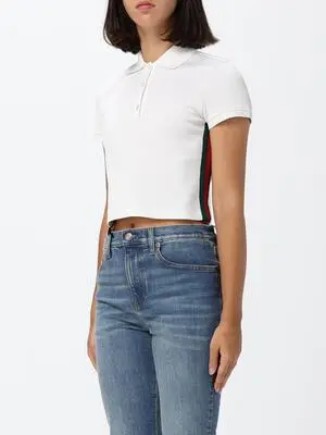 Gucci Cropped Slim Fit Polo - White