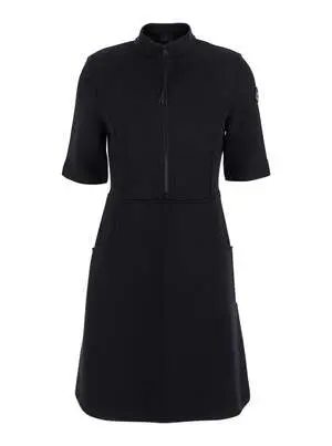 Moncler Black Dress With Logo Patch Applied On The Sleeve In Cotton Blend - Multicolor