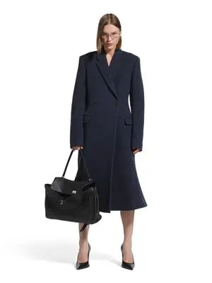 Balenciaga Godet Brushed Wool Midi Coat