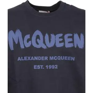 Alexander McQueen Cotton Logo Sweatshirt - Blue