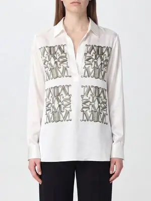Max Mara Monogram Print Silk Shirt With Classic Collar - Multicolor