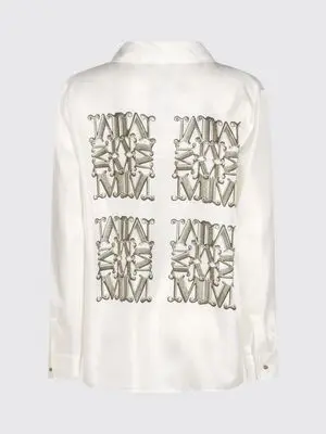 Max Mara Monogram Print Silk Shirt With Classic Collar - Multicolor