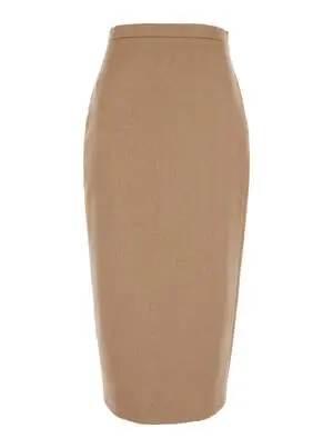 Max Mara Beige Skirt With Slit And Back Closure In Wool For - Multicolor
