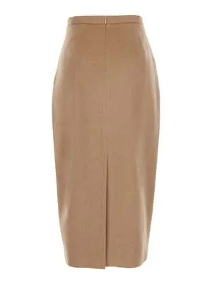 Max Mara Beige Skirt With Slit And Back Closure In Wool For