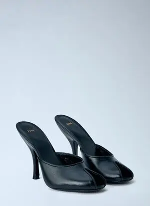 JUDE Leather Stiletto Mules - Black