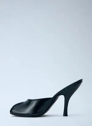JUDE Leather Stiletto Mules - Black
