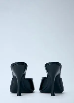 JUDE Leather Stiletto Mules - Black
