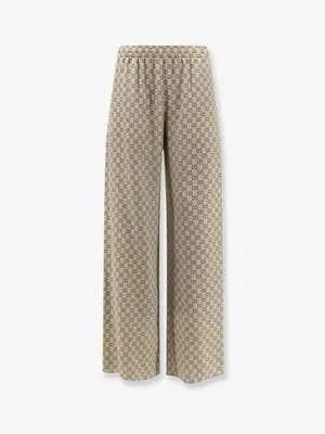 Gucci Primavera Silk Trousers With Gg Print - Multicolor