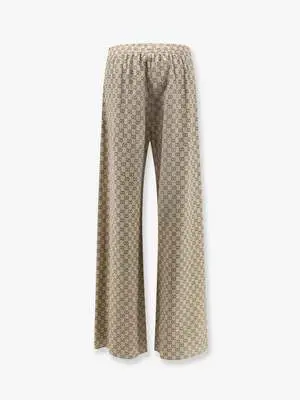 Gucci Silk Trousers With Gg Print - Multicolor