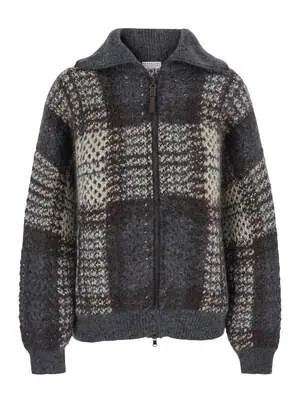 BRUNELLO CUCINELLI Brunello Cucinelli Women Multicolor Jacket With Folded High Collar And Dropped Shoulders In Wool Blend For Women