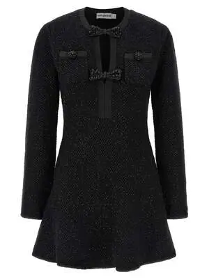 SELF-PORTRAIT Sequin Knit Mini Dress - Black