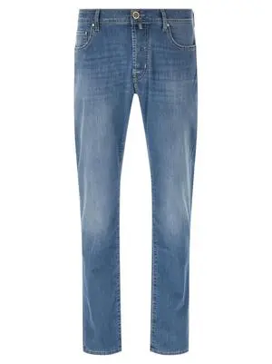 Jacob Cohen Bard Stonewashed Cotton Blend Jeans - Blue