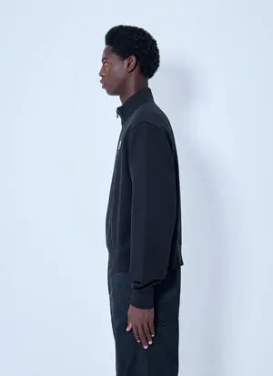 Moncler Half-zip Cotton Sweatshirt With Logo Patch - Black