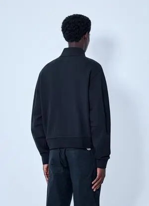 Moncler Half-zip Cotton Sweatshirt With Logo Patch - Black