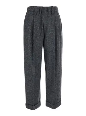 Brunello Cucinelli Wool Blend Pleated Trousers - Multicolor