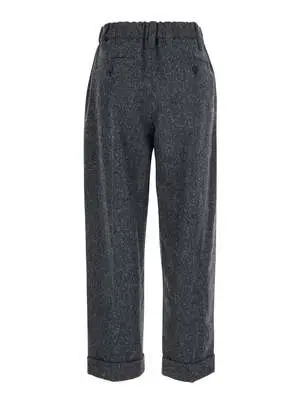 Brunello Cucinelli Wool Blend Pleated Trousers - Multicolor