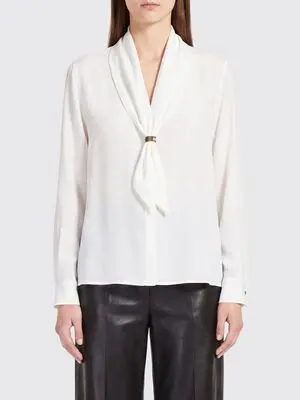 Max Mara Pussy-bow Silk Shirt With Long Sleeves - White