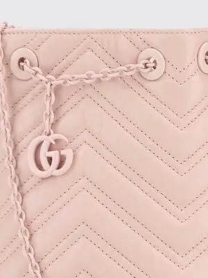 Gucci Gg Marmont Mini Chevron Matelassé Nappa Leather Bucket Bag - Pink