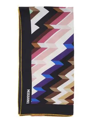 Missoni Scarf With Logo Lettering And Striped Motif In Silk For - Multicolor