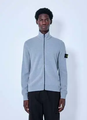 Stone Island Zip-up Knit Sweater - Gray