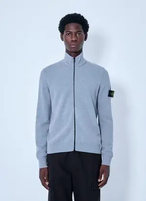 Stone Island Zip-up Knit Sweater - Gray