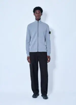 Stone Island Zip-up Knit Sweater - Gray