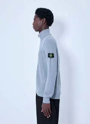 Stone Island Zip-up Knit Sweater - Gray