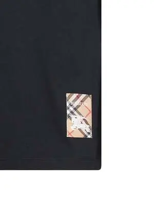 Burberry Black Cotton Check Patch T-shirt - Multicolor