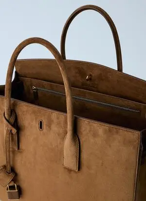 Saint Laurent Sac De Jour Suede Handbag - Brown