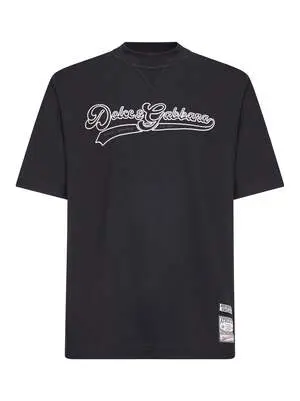 Dolce & Gabbana Black Cotton Jersey Logo T-shirt - Multicolor