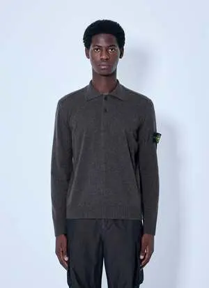 Stone Island Long Sleeve Polo - Brown