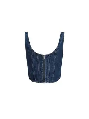 SELF-PORTRAIT Denim Corset Top - Multicolor