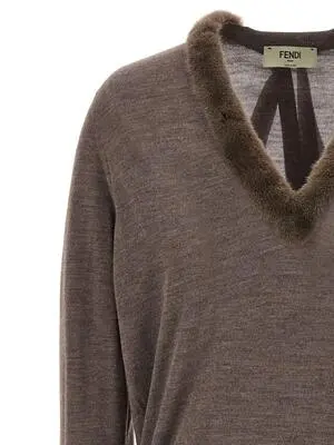 Fendi Wool And Silk V-neck Jumper