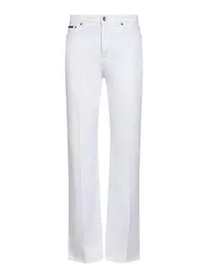 Dolce & Gabbana White Cotton Denim Flared Jeans