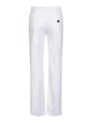 Dolce & Gabbana White Cotton Denim Flared Jeans