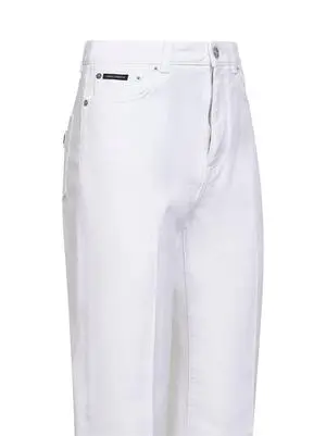 Dolce & Gabbana White Cotton Denim Flared Jeans