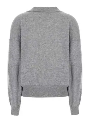 LISA YANG Katriel' Sweater With Polo Collar And Ribbed Trims In Cashmere For - Gray